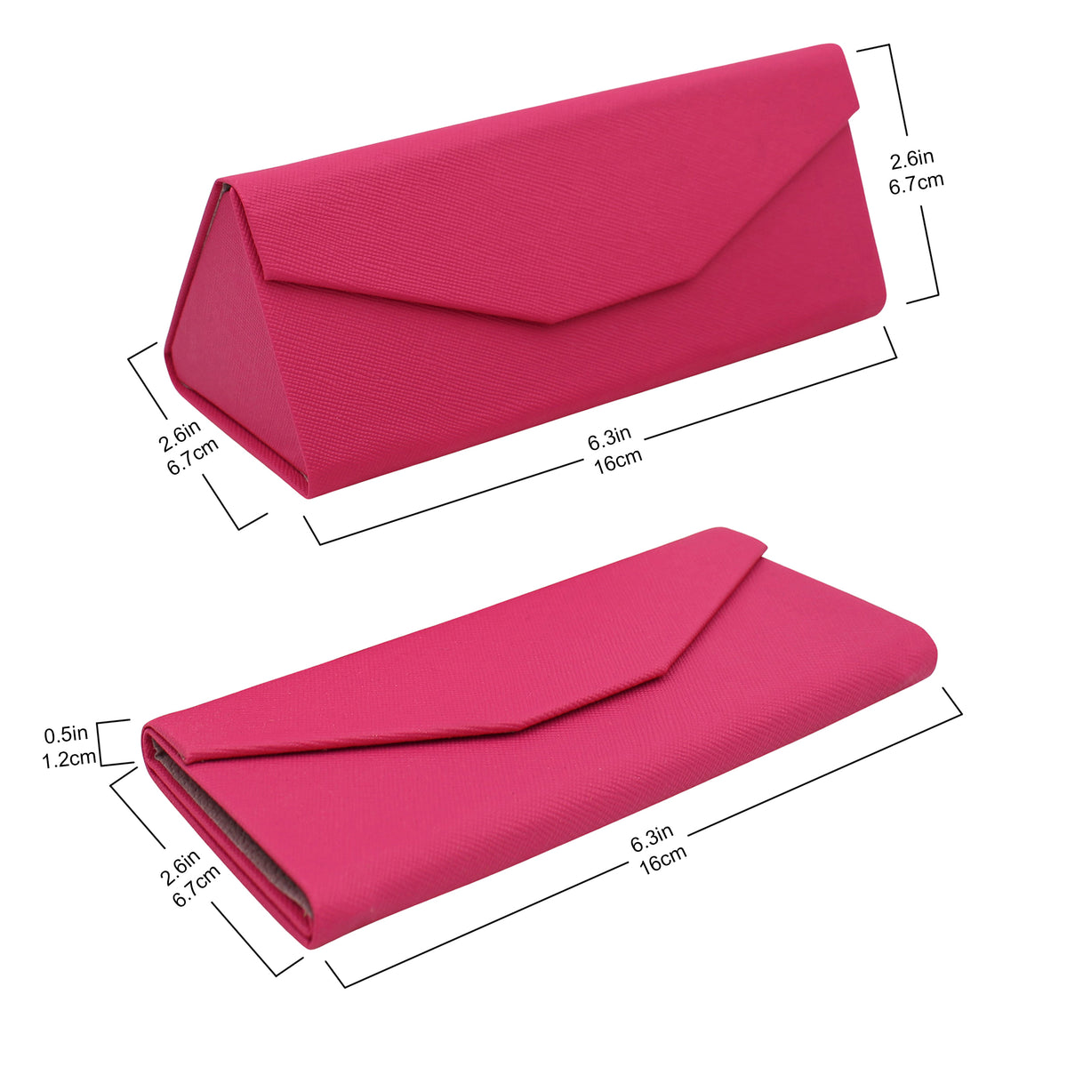 Fuchsia Solid Color Glasses Case - Vegan Leather Magic Folding Hardcas ...