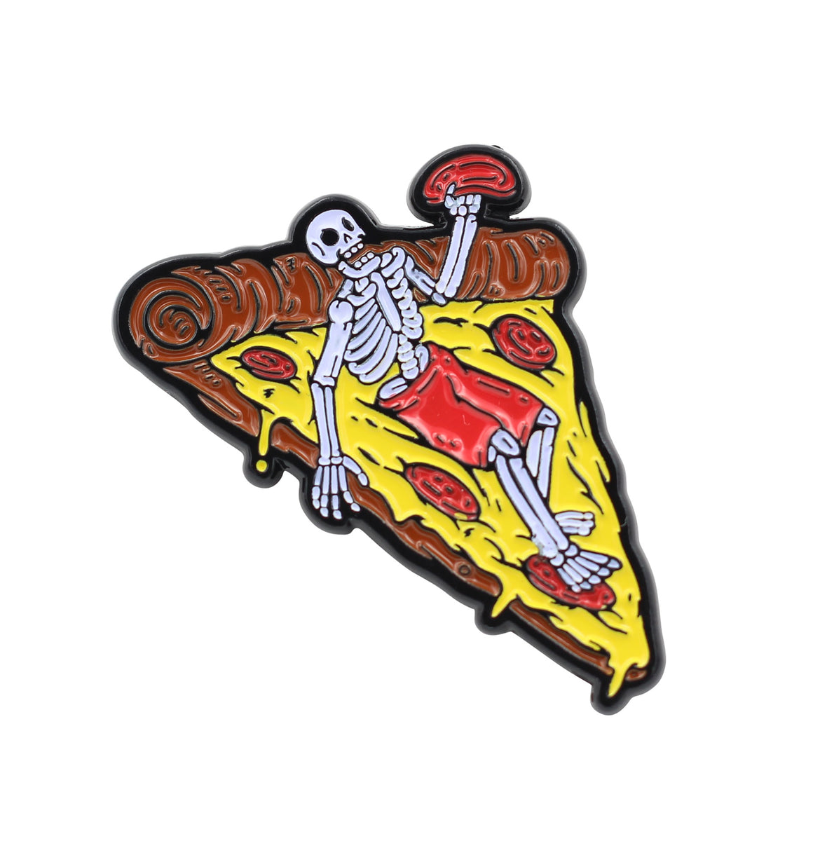 Skeleton Pizza Pin - Pepperoni Pizza Lovers Enamel Lapel Pin – Real Sic